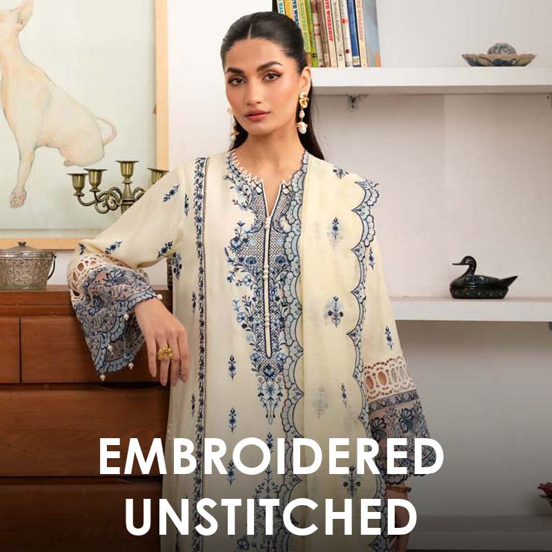 Shop Unstitched Embroidered Suits In Pakistan | Buy New Dress Designs